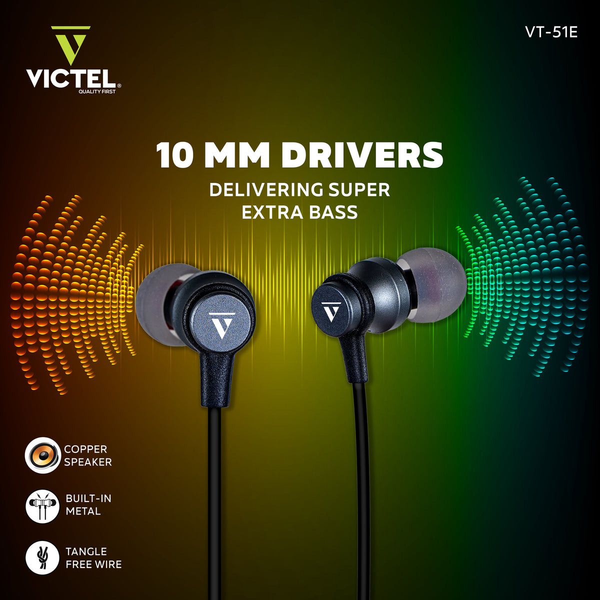 VICTEL - Wired Earphones with 10 mm Copper Coil Speaker – MojoLife
